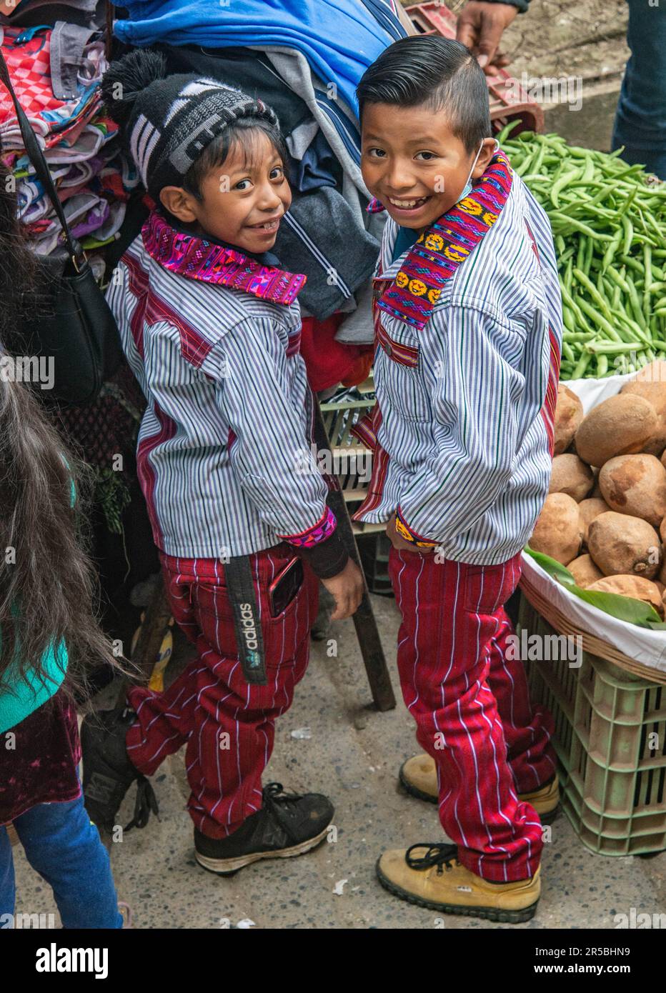 Boys in traditional clothing, Todos Santos Cuchumatán, Huehuetenango ...