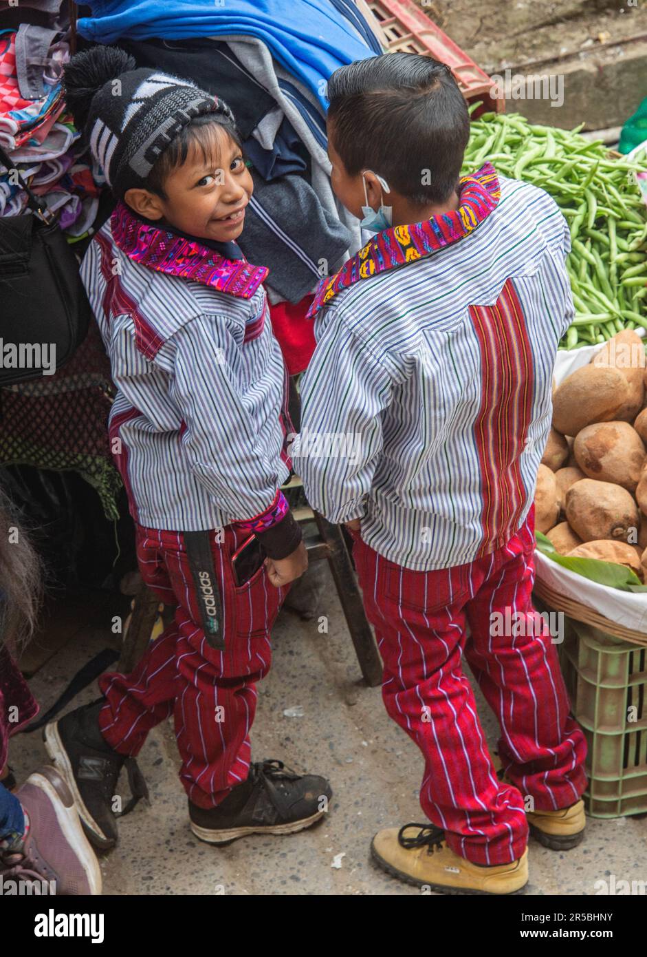 Boys in traditional clothing, Todos Santos Cuchumatán, Huehuetenango ...