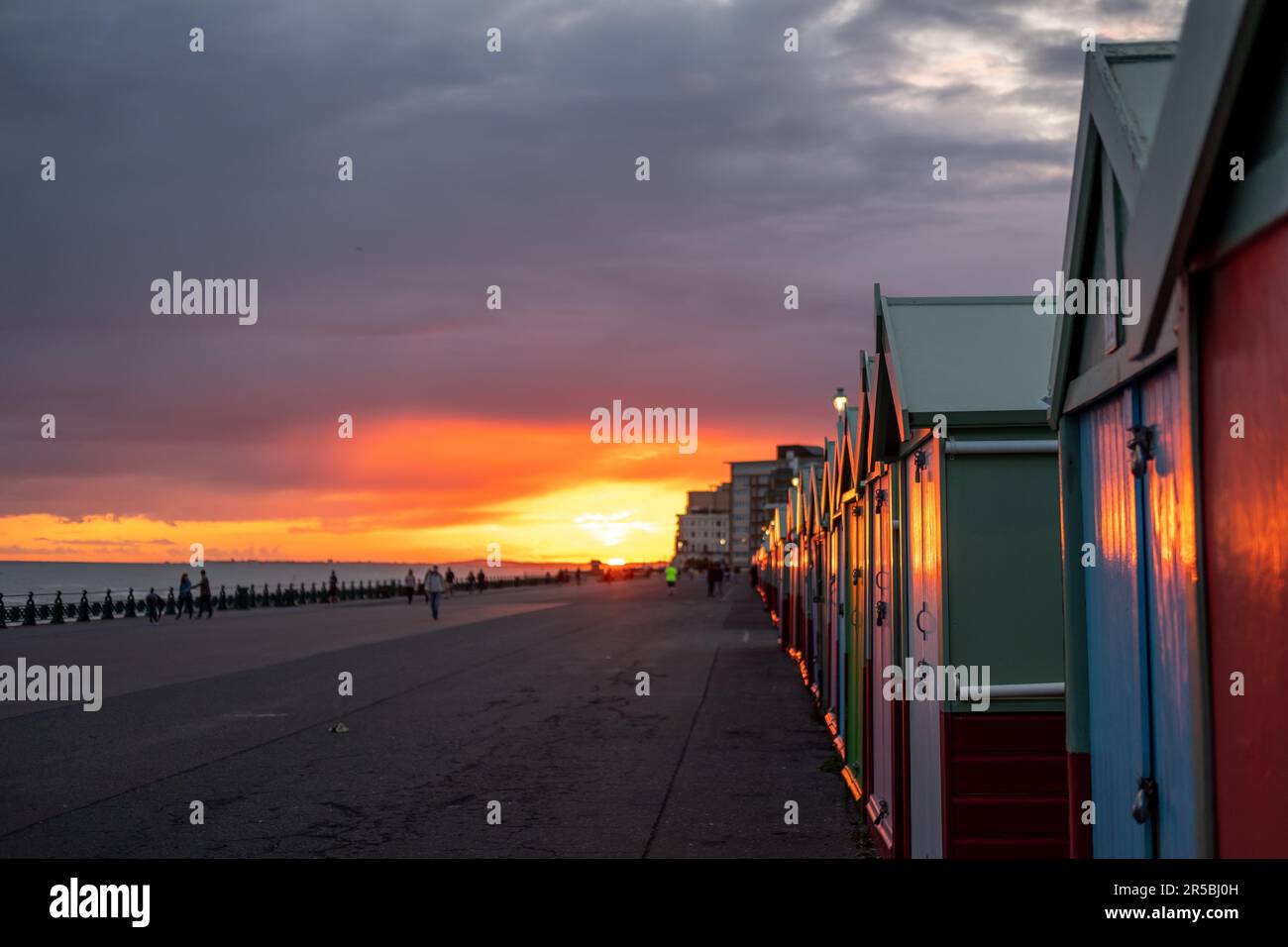 Brighton beach huts sunset hi-res stock photography and images - Alamy