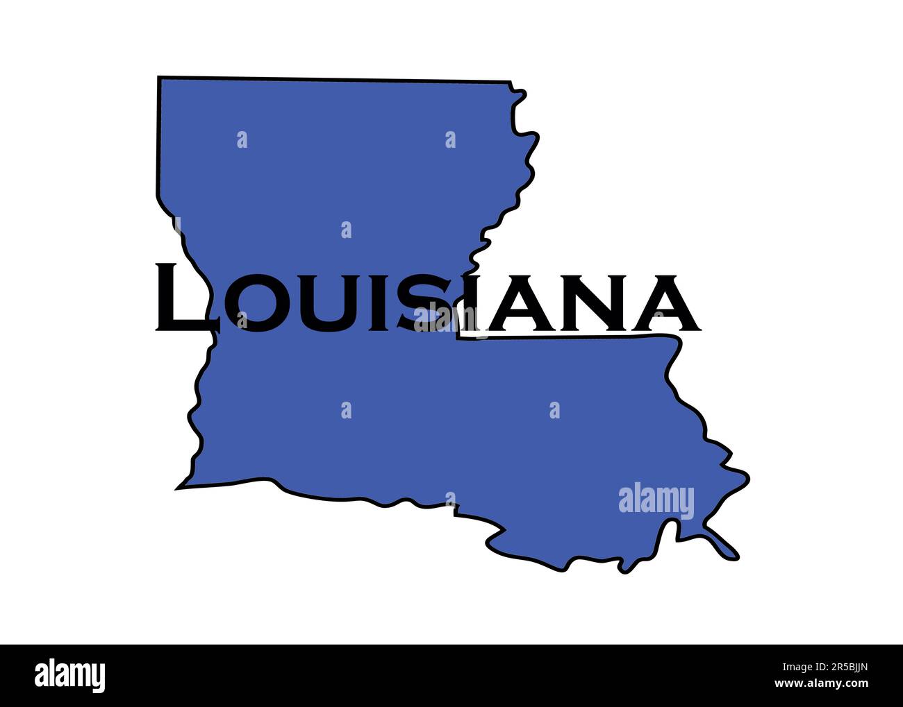 Politically liberal blue state of Louisiana with a map outline Stock ...