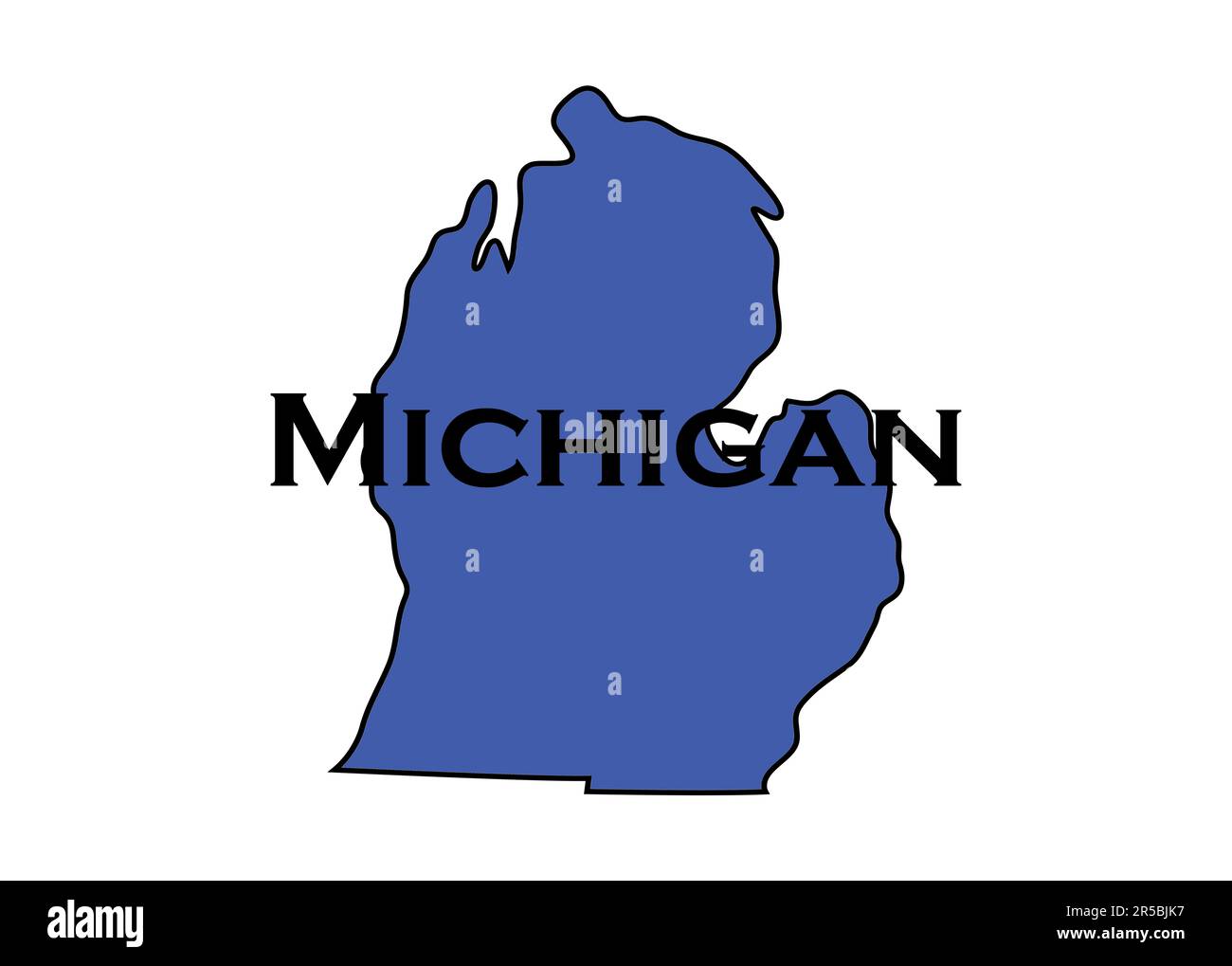 Politically liberal blue state of Michigan with a map outline Stock ...