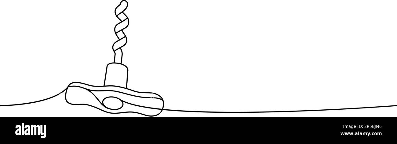 Corkscrew one line continuous drawing. Kitchen tools continuous one ...