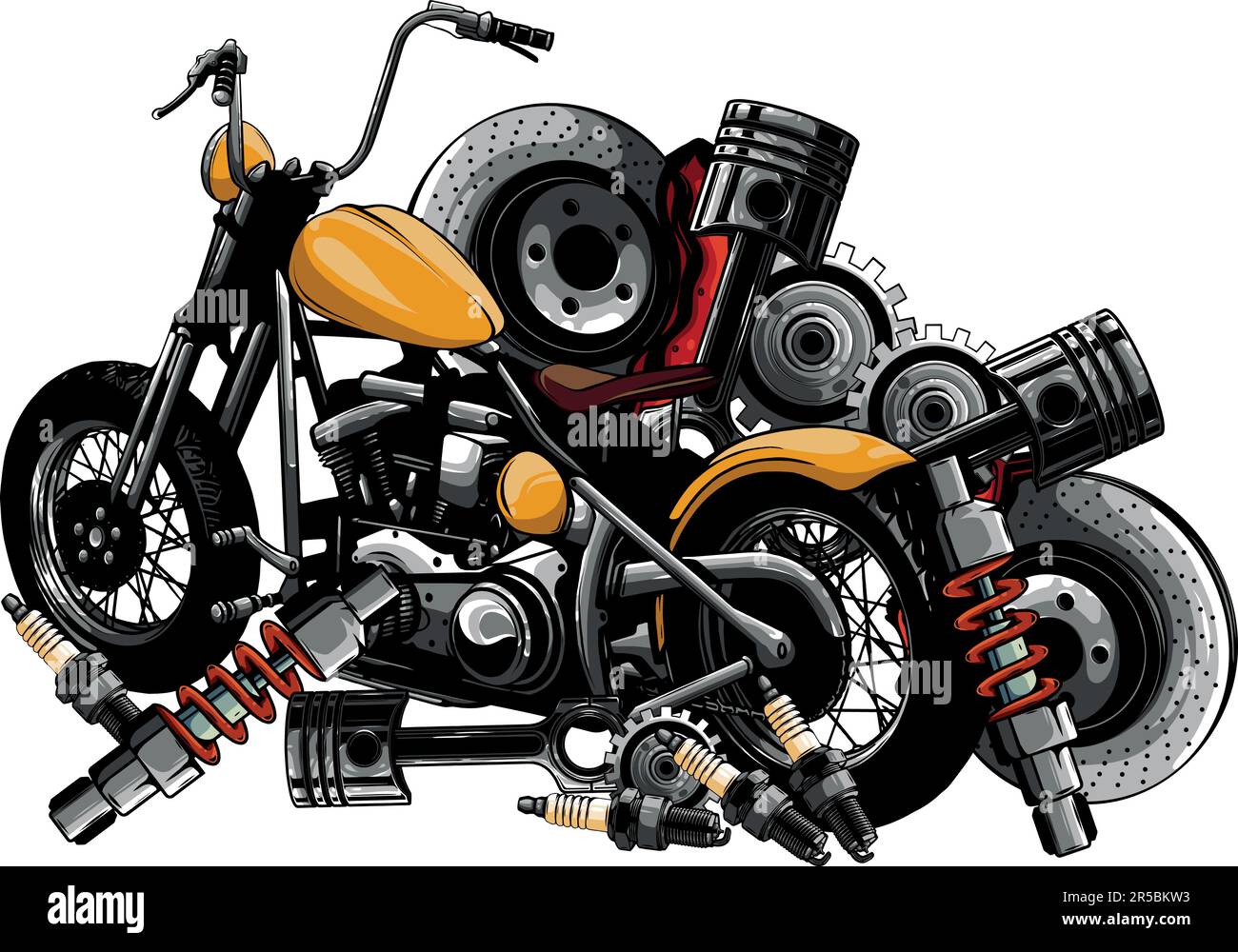 Vector illustration of motorbike with Spares design Stock Vector Image ...