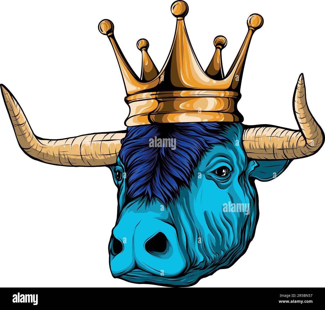 vector Illustration of a head of a bull with a crown Stock Vector Image ...