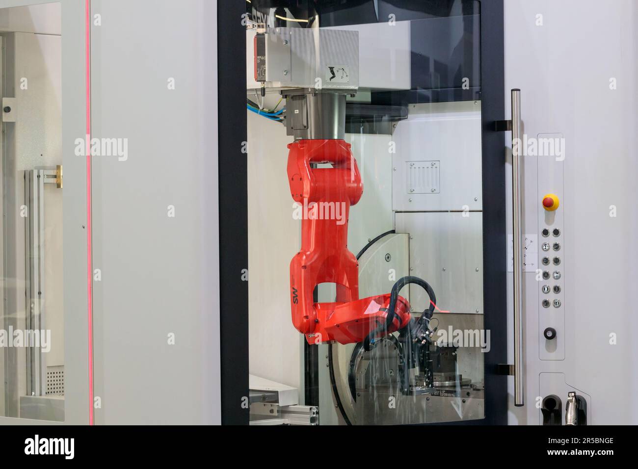 Robot arm active in technology cycle, modern automated process. Europe ...