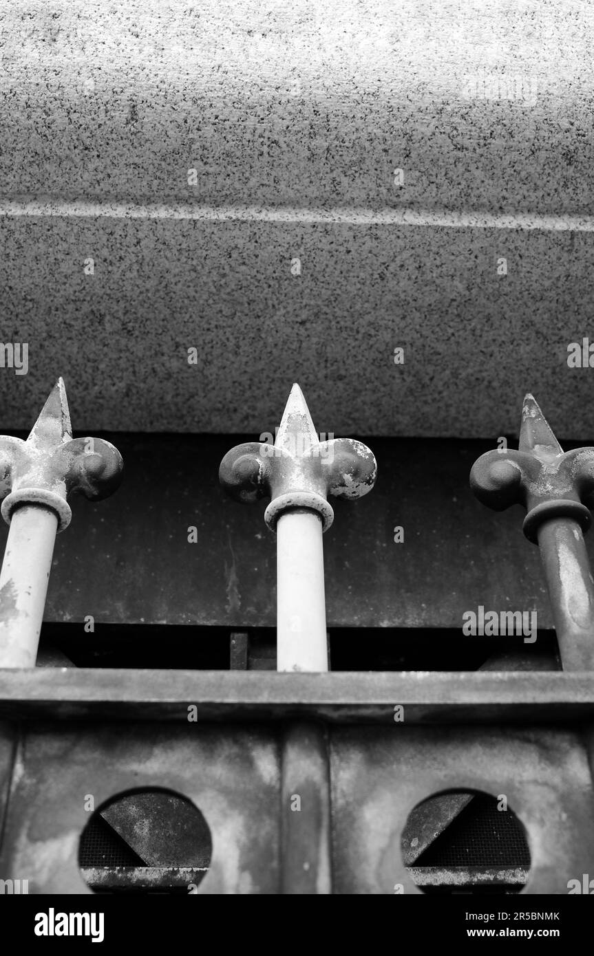 Beautiful decorative bars protecting a traditional medieval metal gate ...