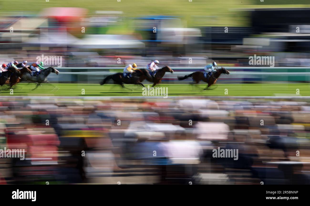 Spanish Star ridden by Rhys Clutterbuck (second right) goes on to win ...
