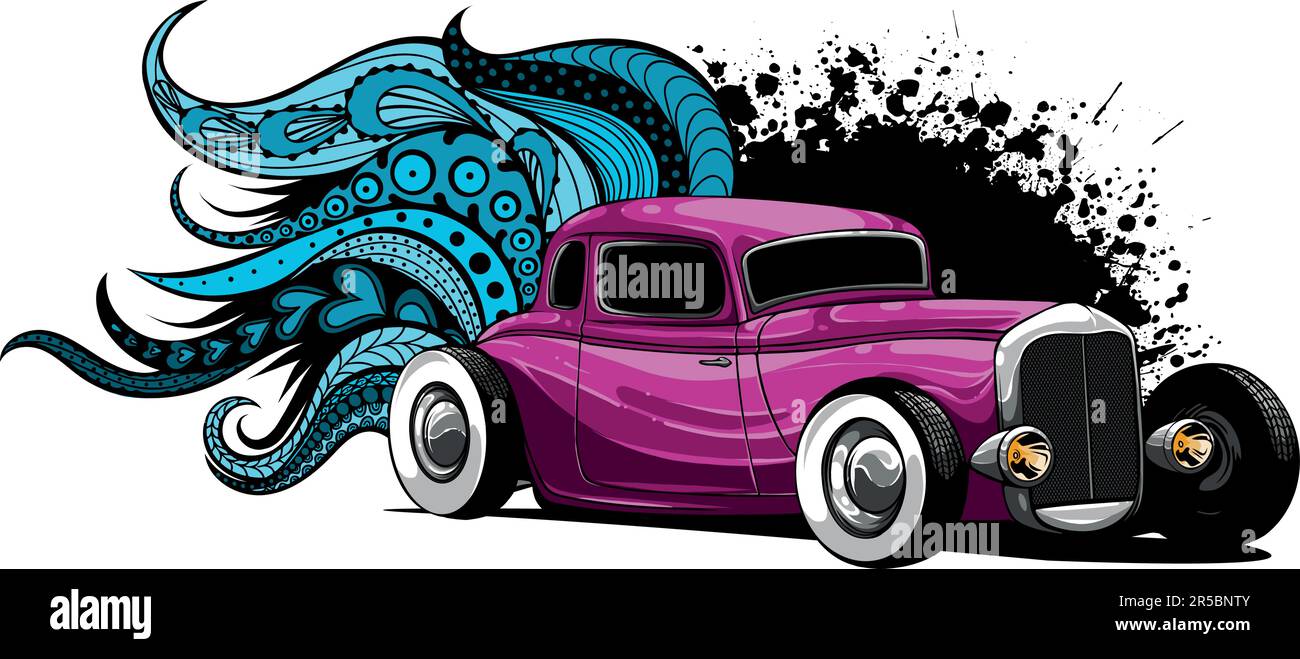 vector illustration of Classic Custom Rod Car Stock Vector Image & Art ...