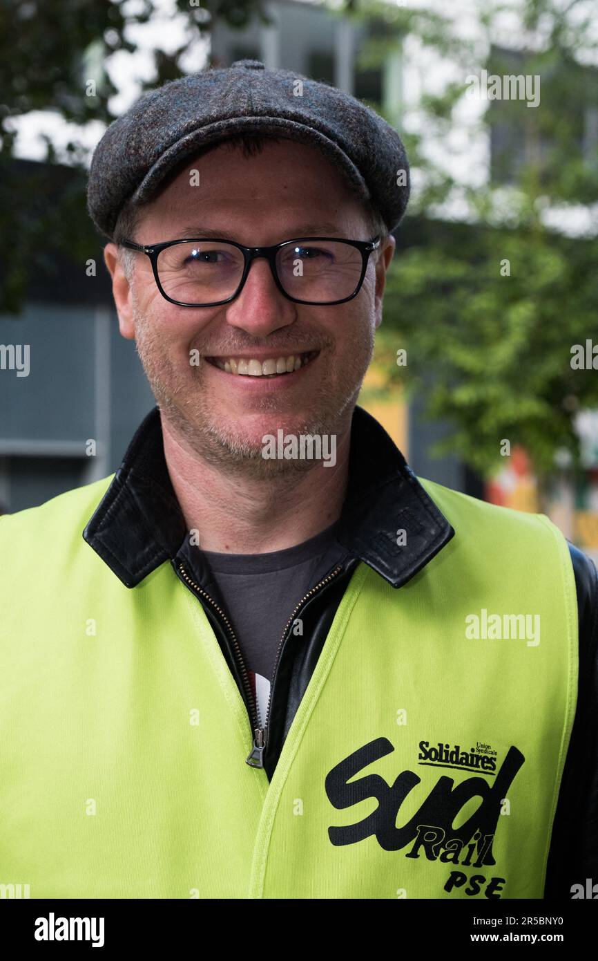 Saint Ouen, France. 02nd June, 2023. Fabien Villedieu, SUD-Rail union ...