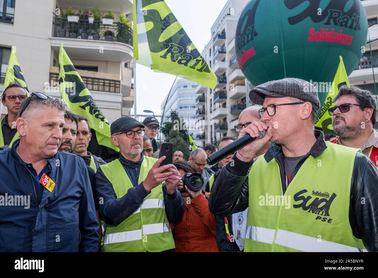 Saint Ouen, France. 02nd June, 2023. Fabien Villedieu, SUD-Rail union ...