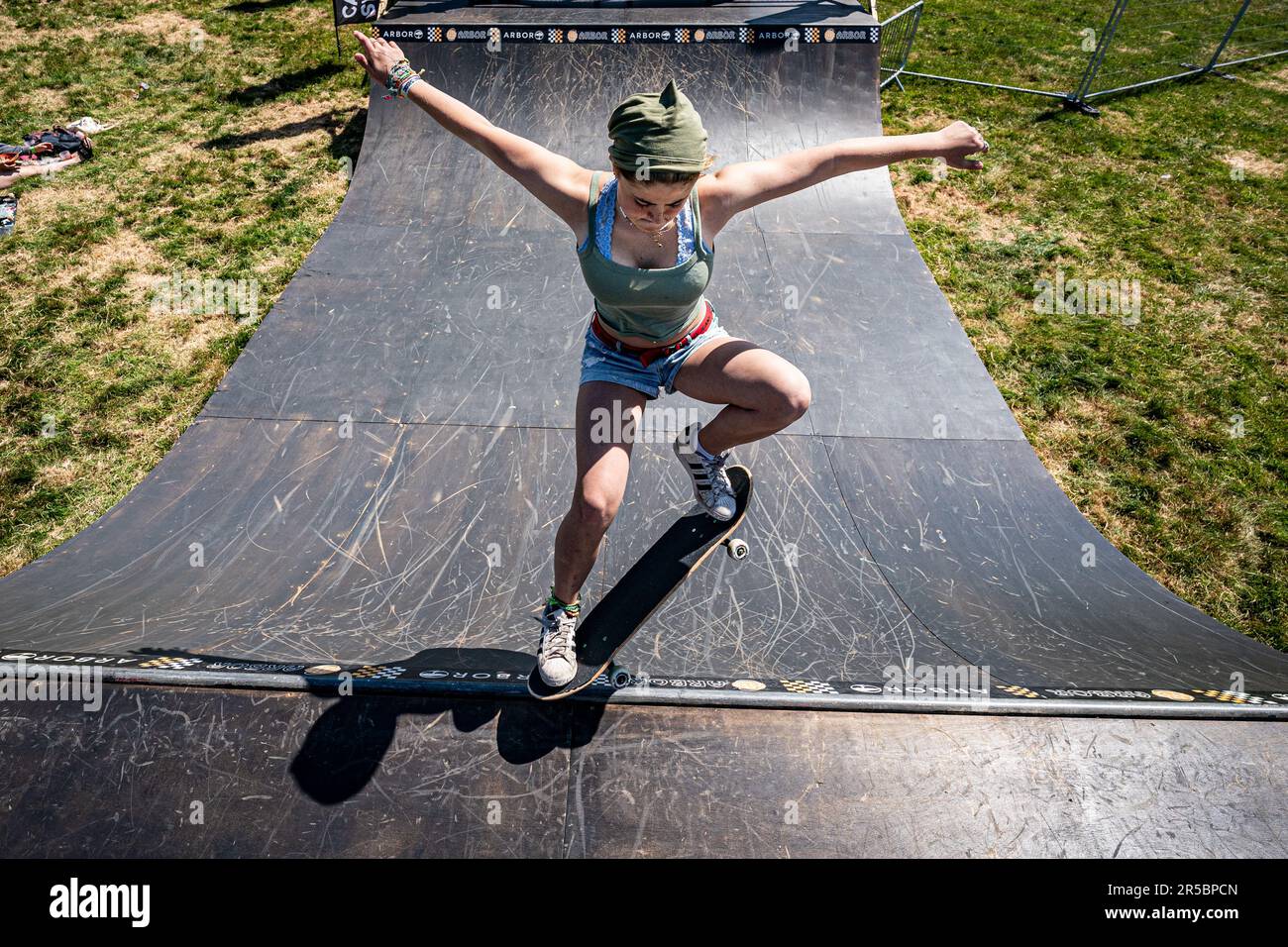 Skaters use the mini ramp at the Wavelength Spring Classic festival in ...