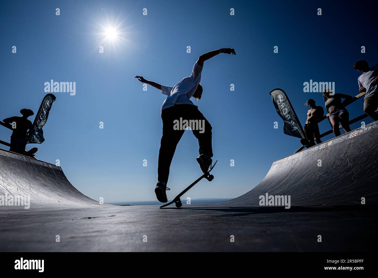 Skaters use the mini ramp at the Wavelength Spring Classic festival in ...