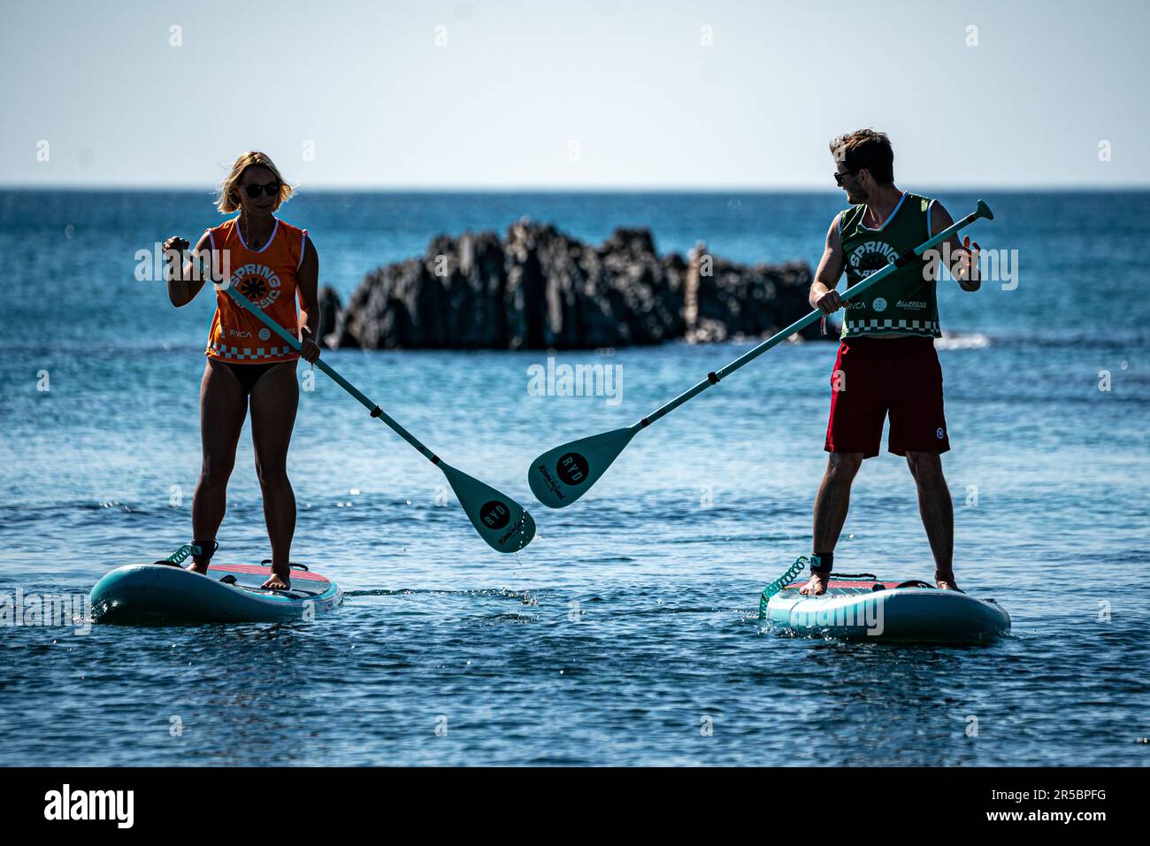 People enjoy paddle boarding in the North Devon sea at the Wavelength ...