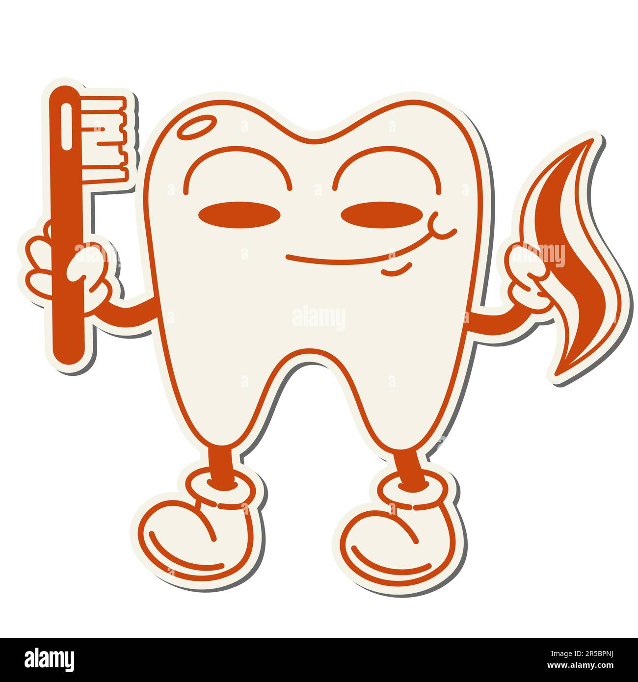 Cartoon cute happy tooth.70, 80, retro style Stock Vector Image & Art ...