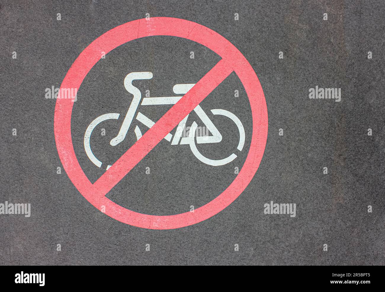 Road section with markings regulating the movement of cyclists. No ...