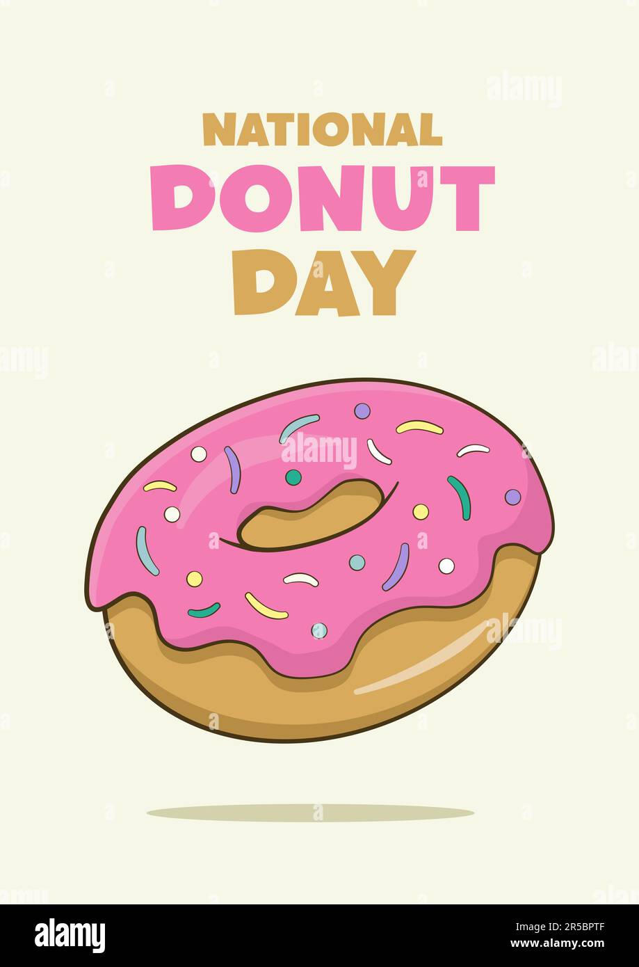 National Donut Day lettering with donut. Poster concept. Cartoon ...