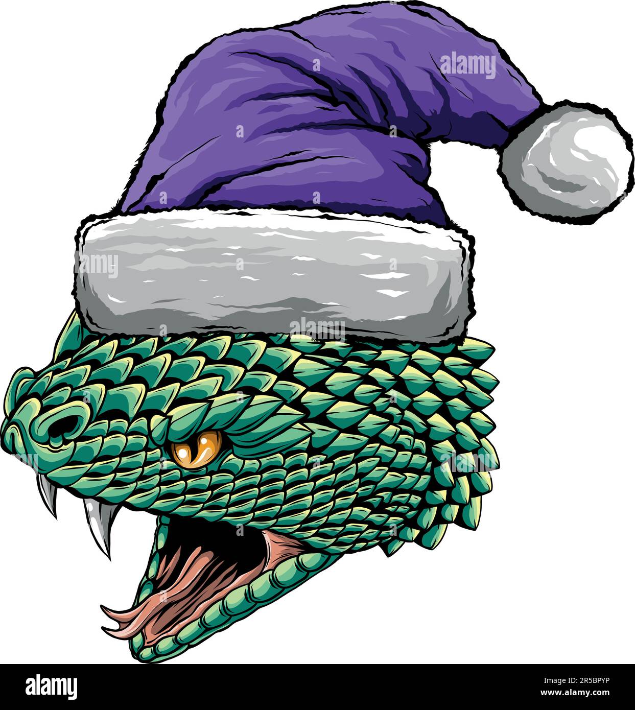 vector illustration of snake head with santa claus hat Stock Vector ...