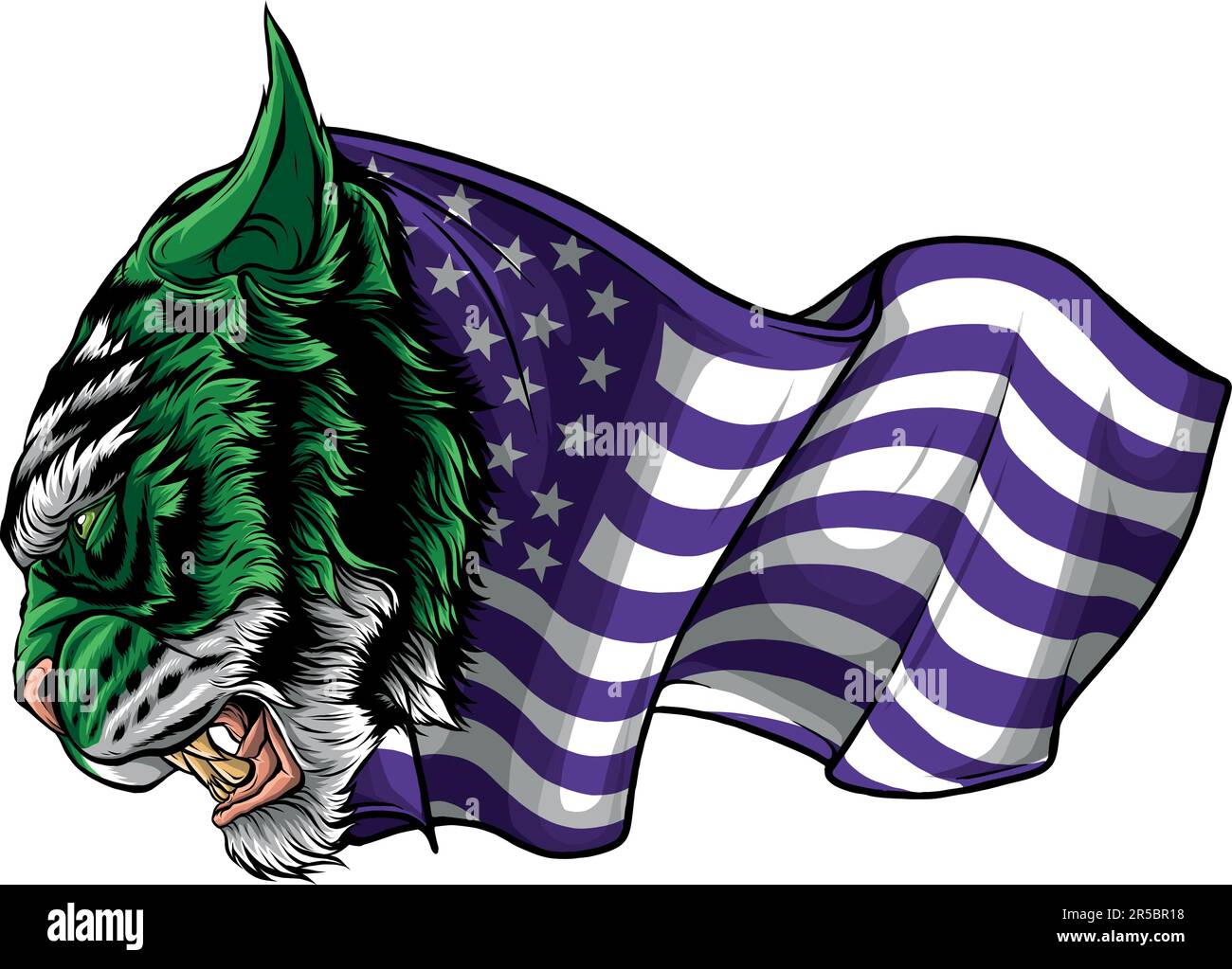 vector illustration of tiger head and American flag Stock Vector Image ...