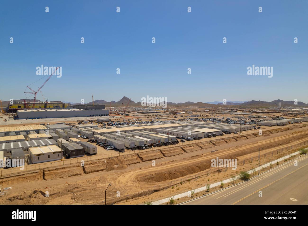 An aerial view of Taiwan semiconductors Mega Factory under construction ...