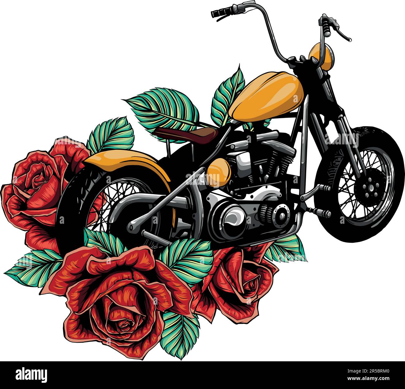 vector illustration of motorcycle bike with roses Stock Vector Image ...