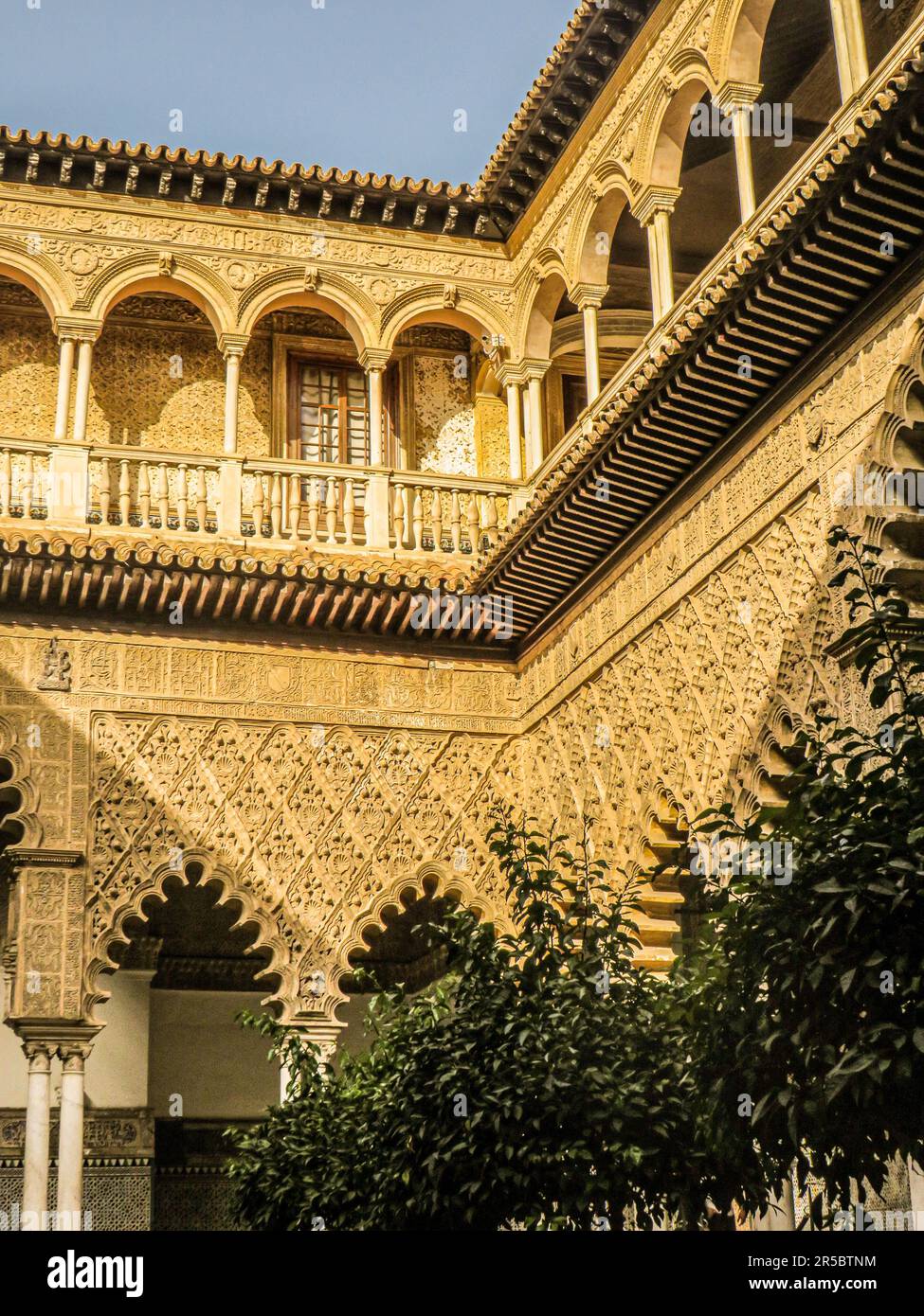 An aerial view of an ornate courtyard featuring intricately designed ...