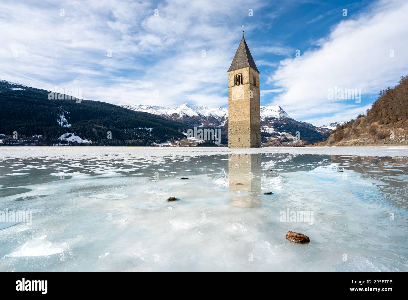 Lake Resia (Lago di Resia) is a stunning alpine lake located in the ...