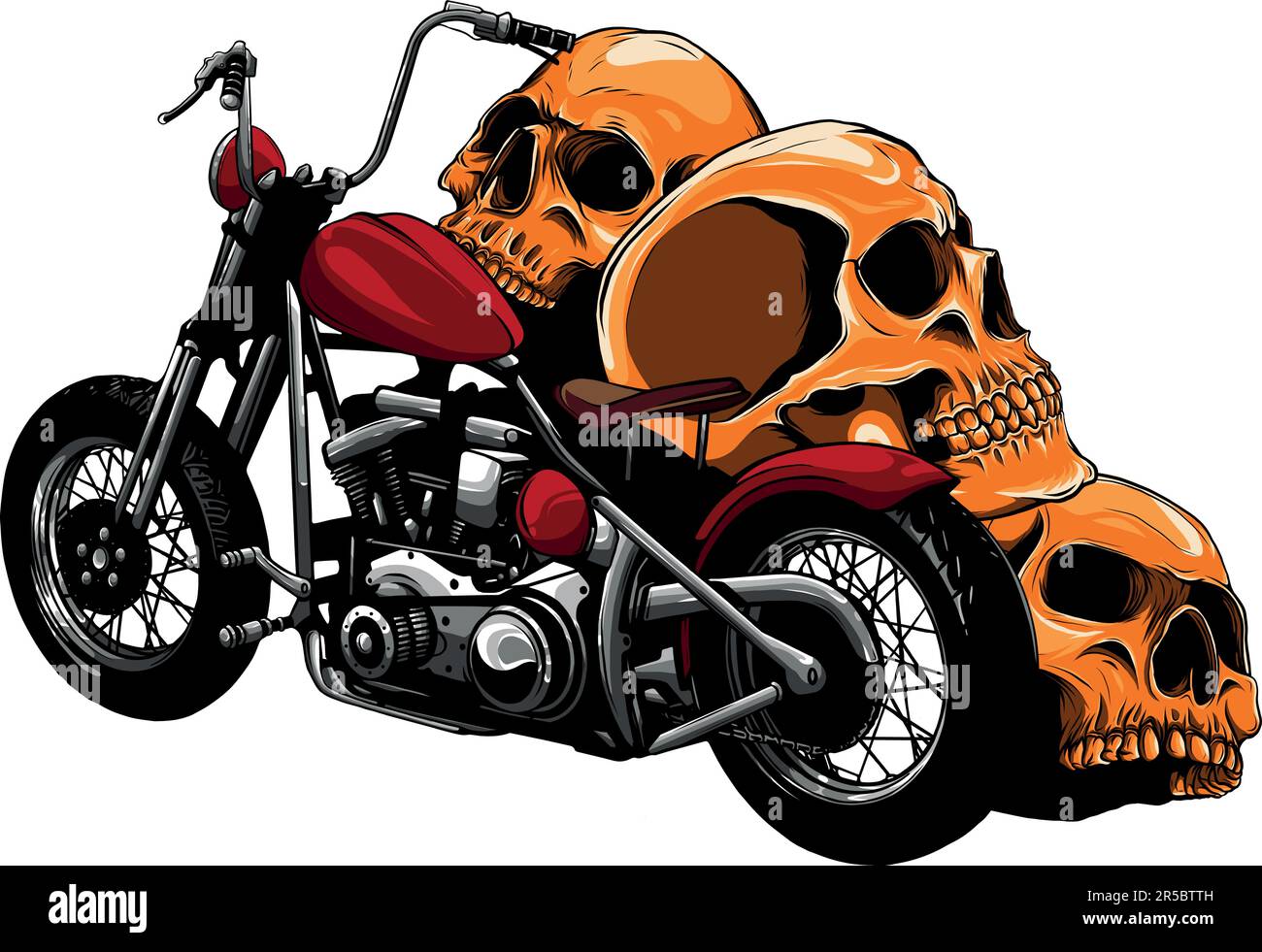 vector illustration of Motorcycle with skulls on white background Stock ...