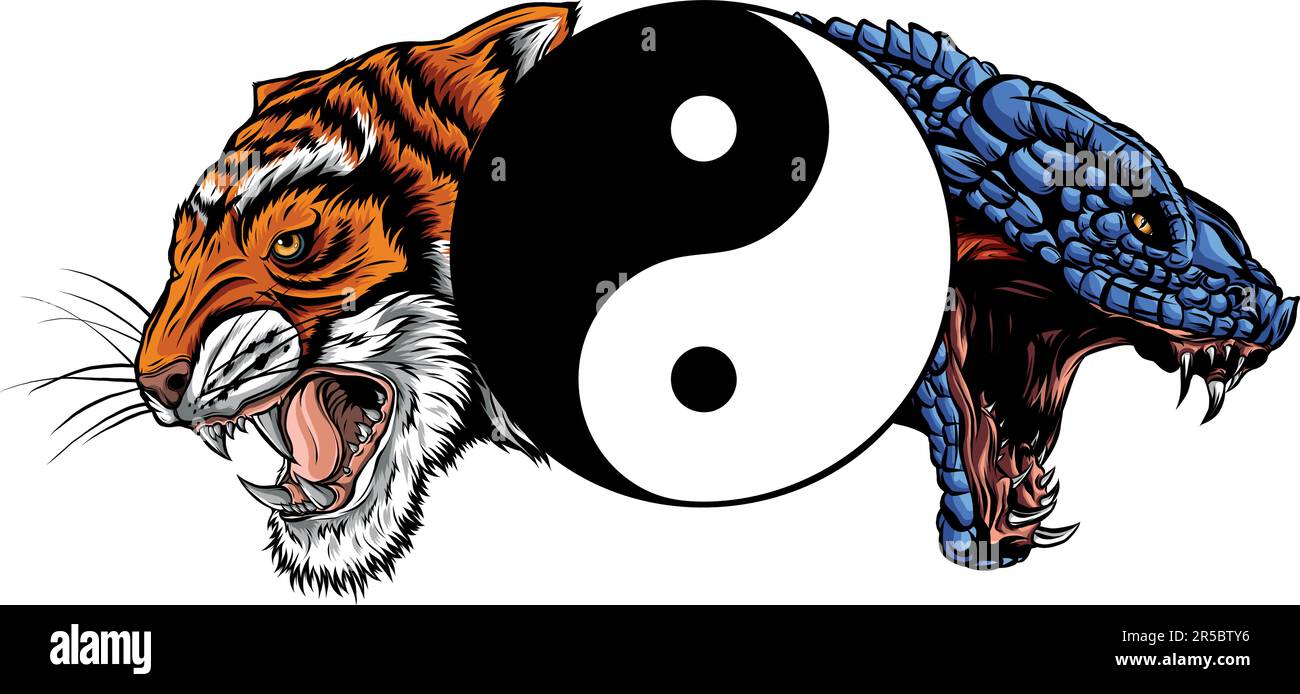 vbector illustration of Tiger and snake head Stock Vector Image & Art ...