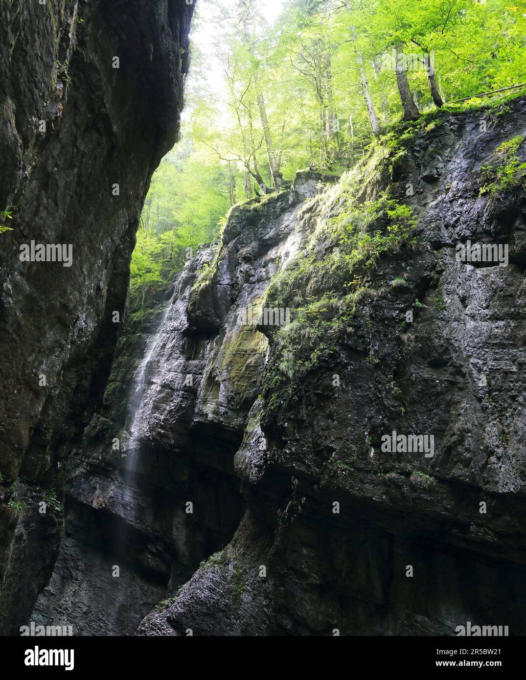 A magnificent view of the Partnachklamm gorge in Garmisch-Partenkirchen ...