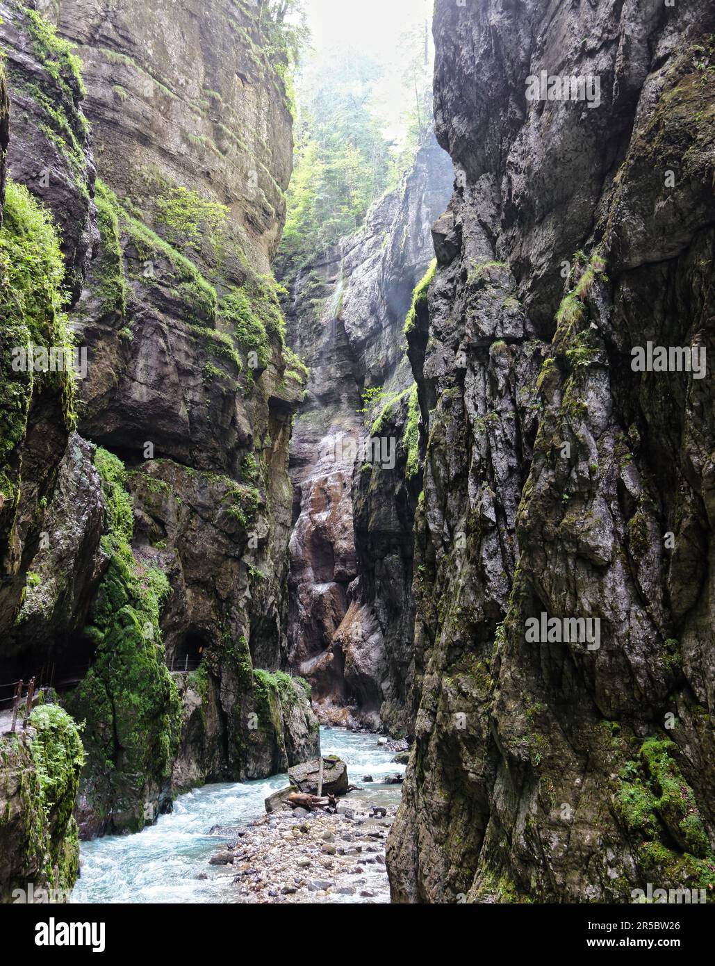 A magnificent view of the Partnachklamm gorge in Garmisch-Partenkirchen ...