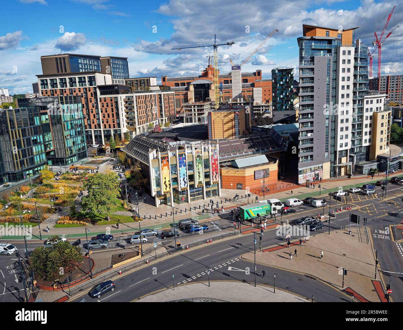 UK, West Yorkshire, Leeds, City Skyline across Quarry Hill area Stock ...