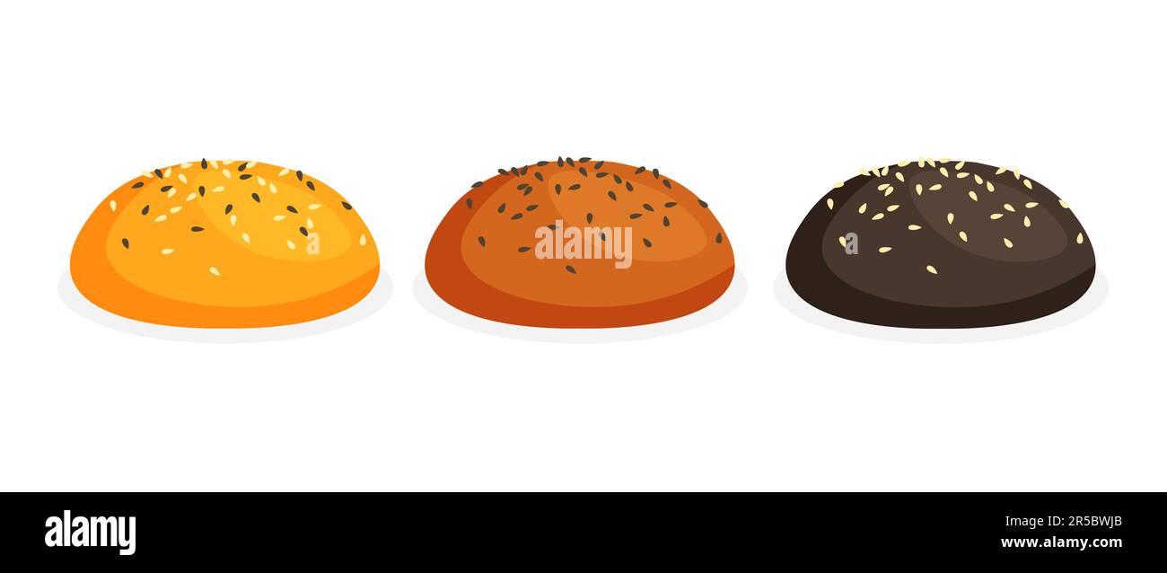 Burger bun set. Various of empty hamburgers. Fast food icon. Vector ...