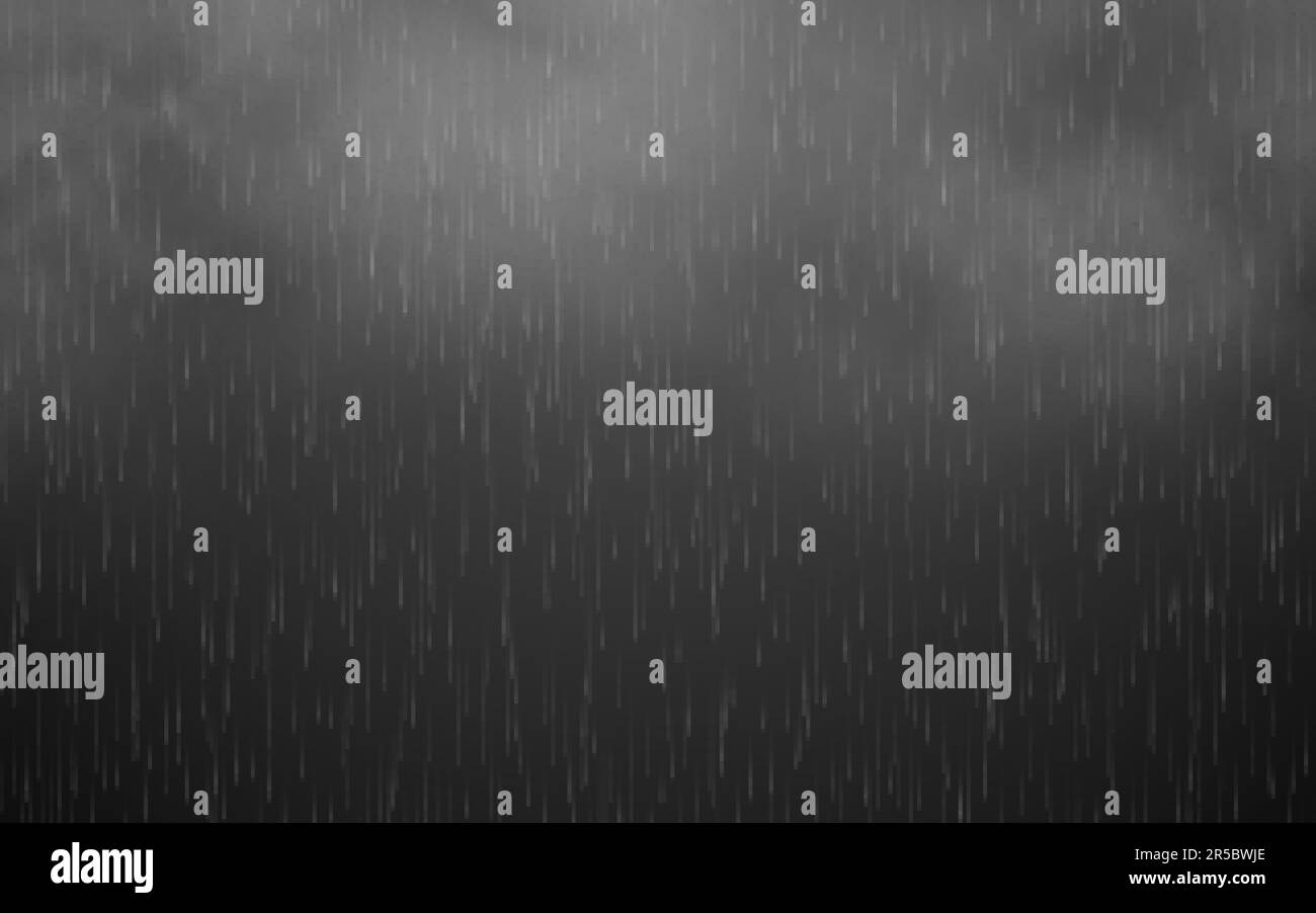 Rain and clouds on dark texture. Realistic raindrops. Summer rainfall ...