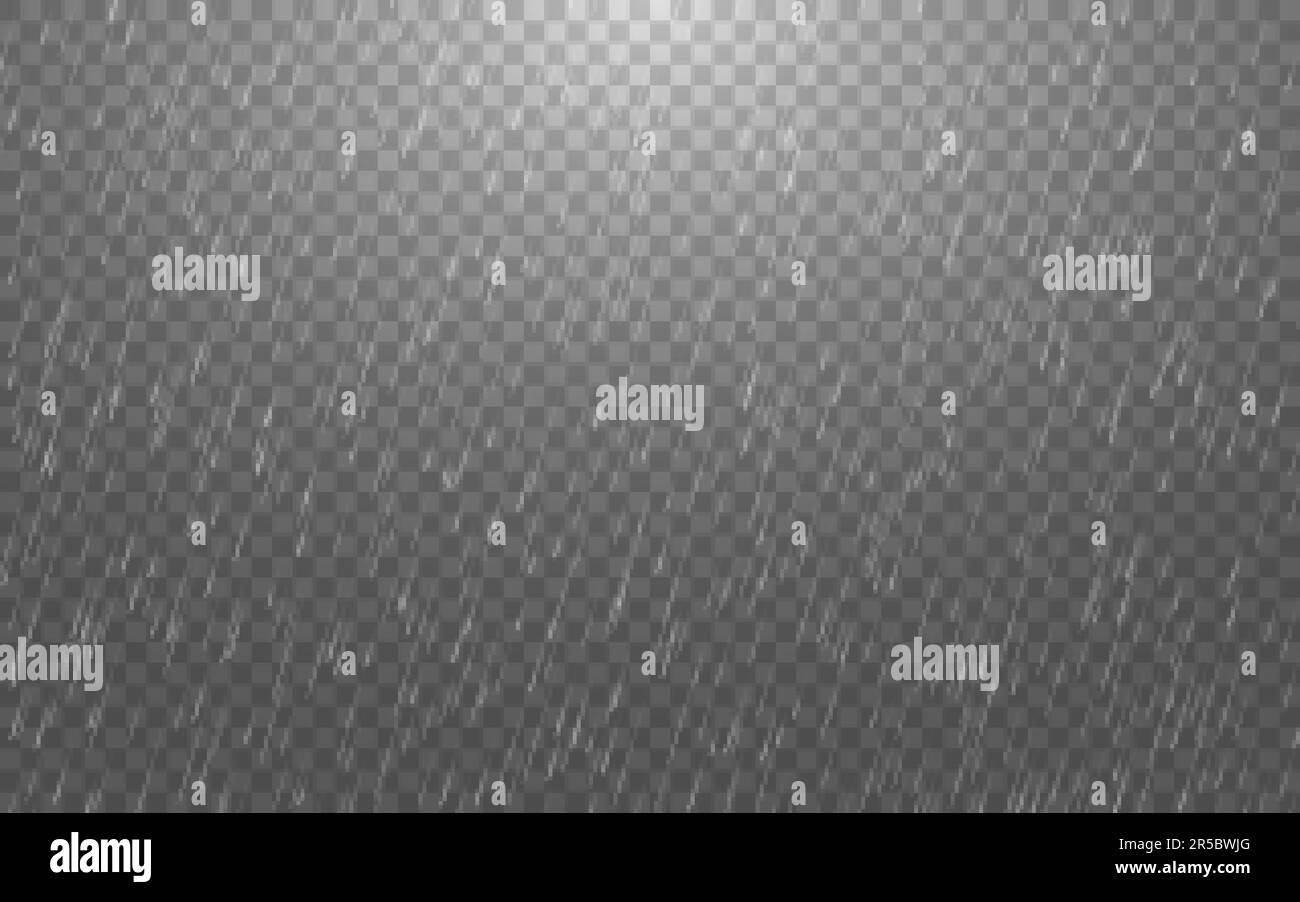 Rain on transparent background. Falling water droplets. Heavy rain with ...