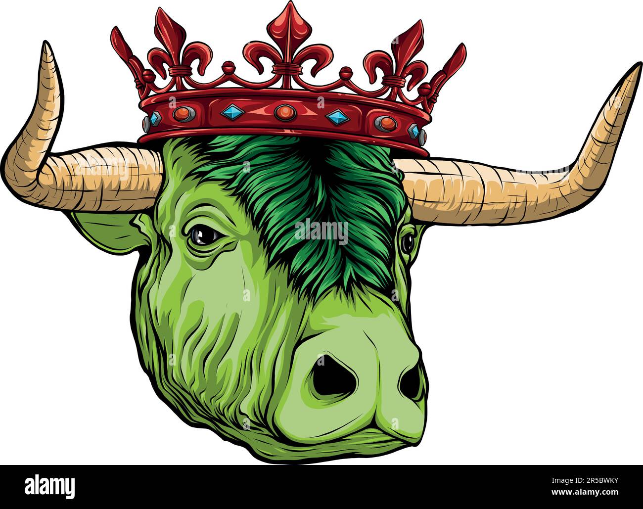 vector Illustration of head bull with a crown Stock Vector Image & Art ...