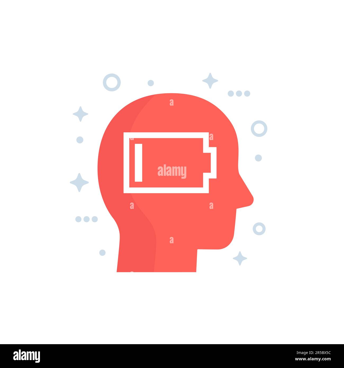 burnout, tired icon with head and low battery Stock Vector Image & Art ...