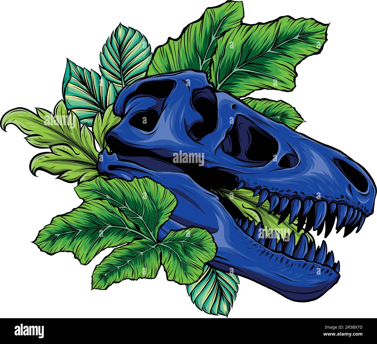 vector illustration of Tyrannosaurus rex and leaves Stock Vector Image & Art - Alamy