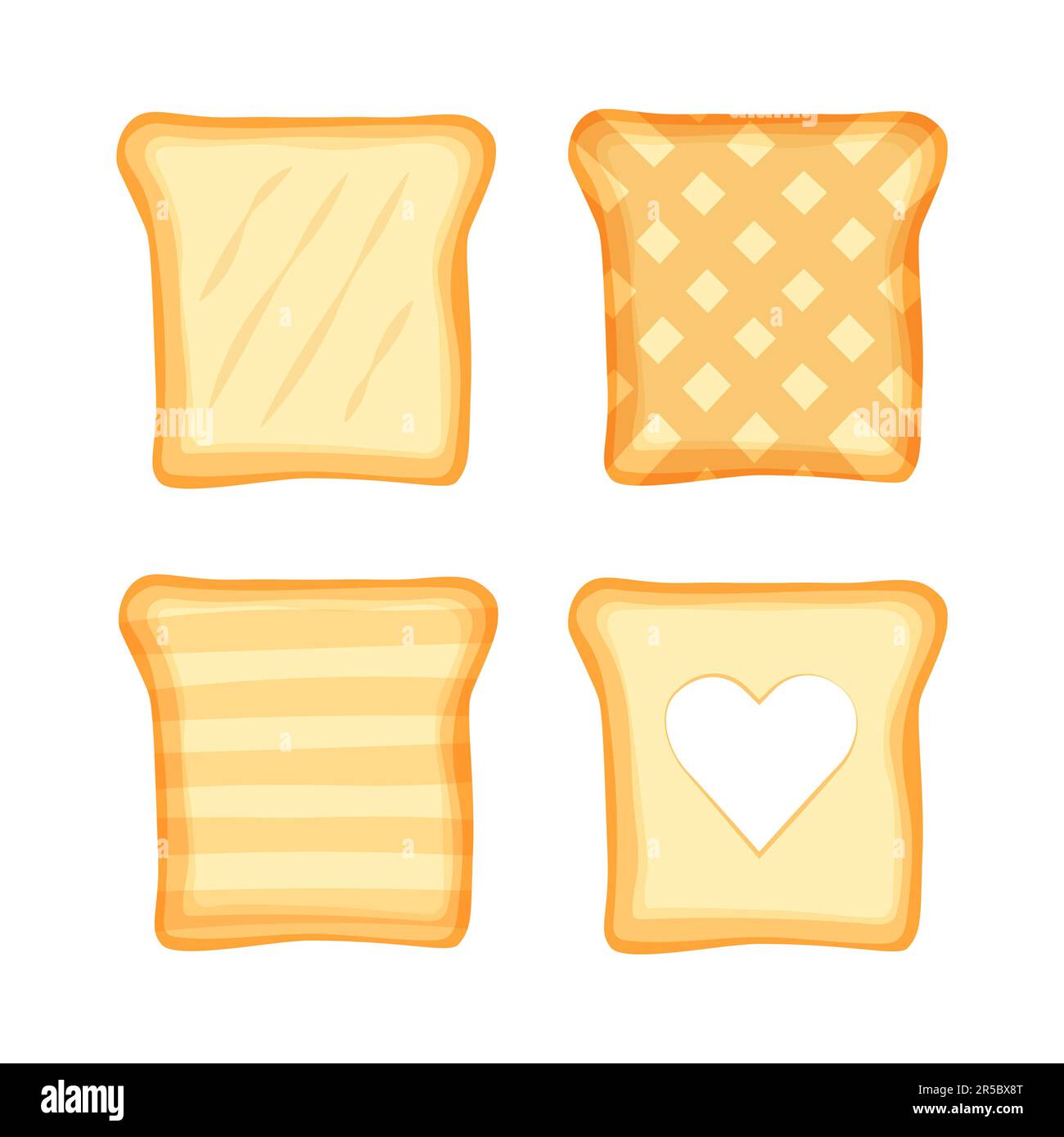 Set of slices toast bread. Tasty healthy breakfast. Delicious open ...