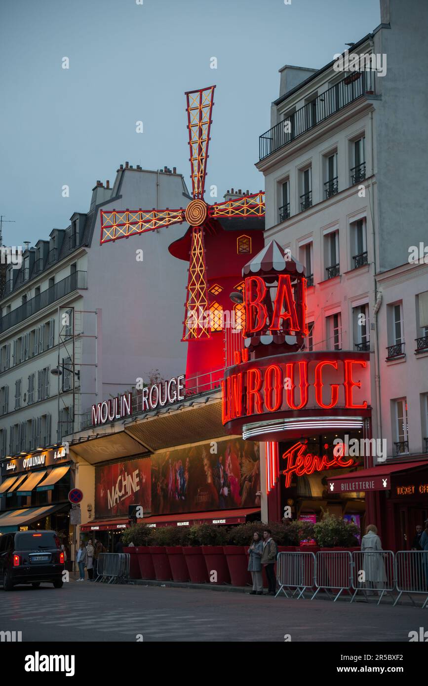 An outdoor shot of the iconic Moulin Rouge cabaret in France Stock ...