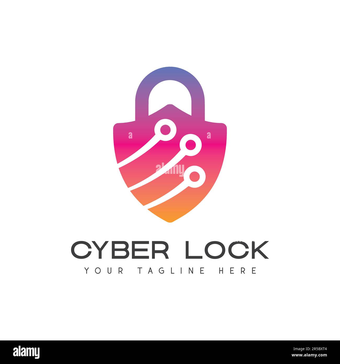 Cyber Security Lock Logo Design IT Tech Logotype Stock Vector Image ...