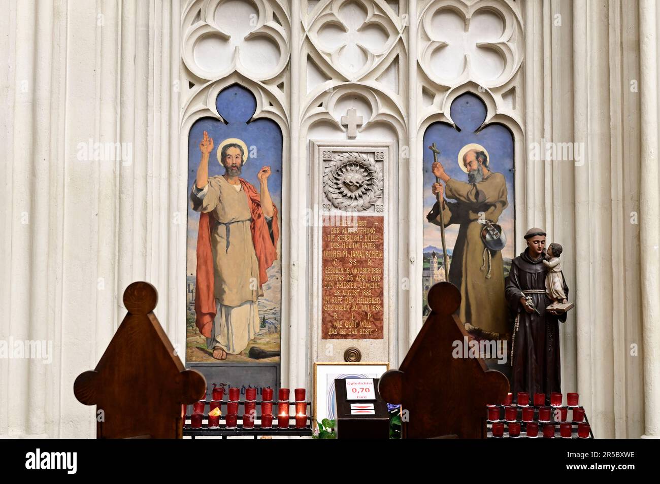 Vienna, Austria. Maria on the shore. Images of saints and figures of ...