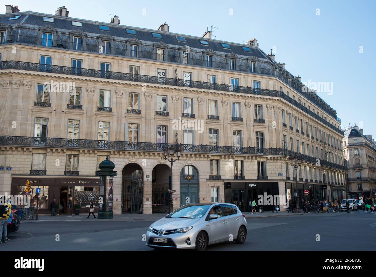 The streetlife in Paris, France with people walking on the street near ...