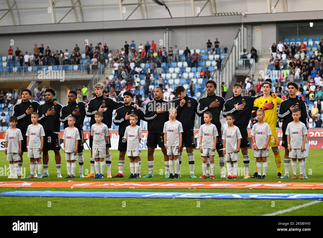 Budapest, Hungary. 02nd June, 2023. Germany U17 lined up for the ...