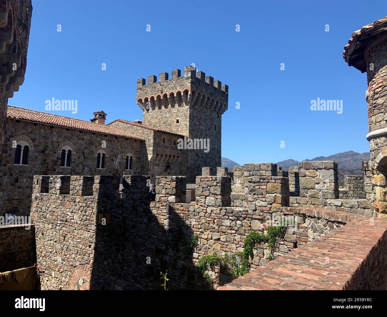 An aged castle-style building stands proudly against a backdrop of ...