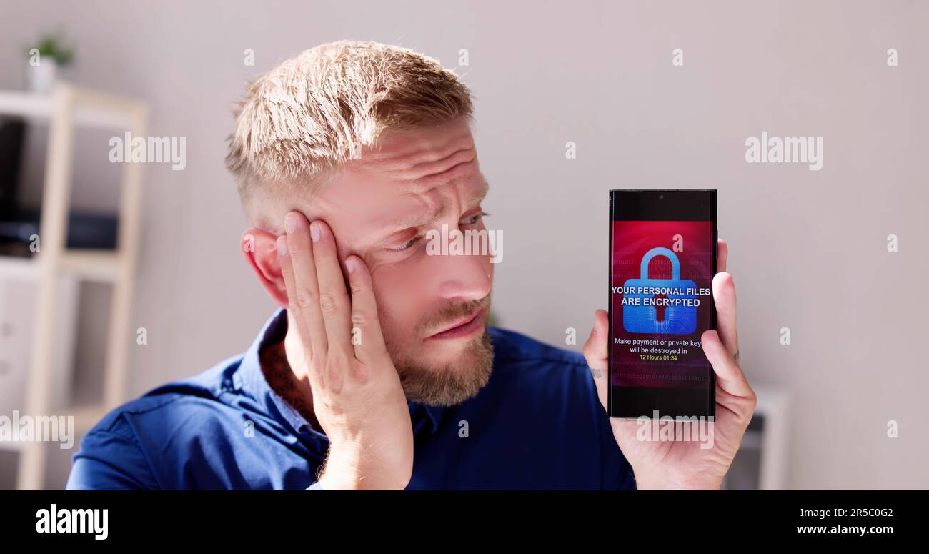 Ransomware Cyber Attack Showing Personal Files Encrypted Screen Stock ...