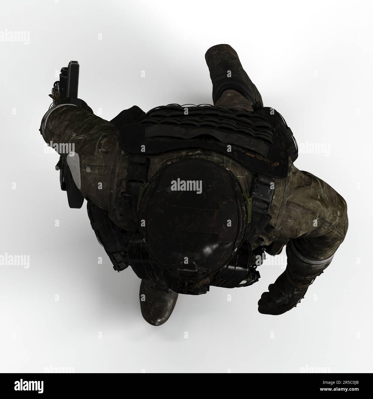 A realistic 3d rendering of a soldier isolated on a white background ...