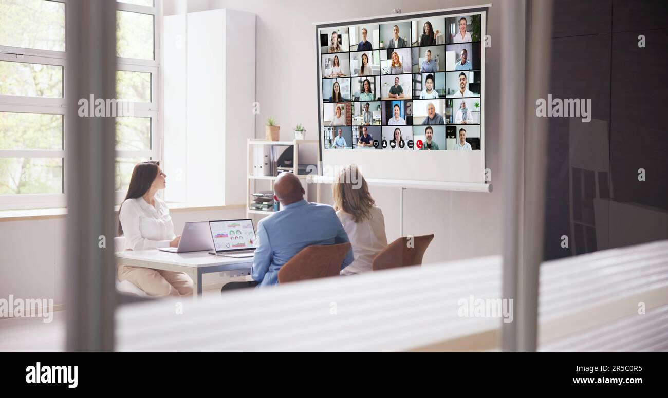 Online video call multiracial group hi-res stock photography and images ...