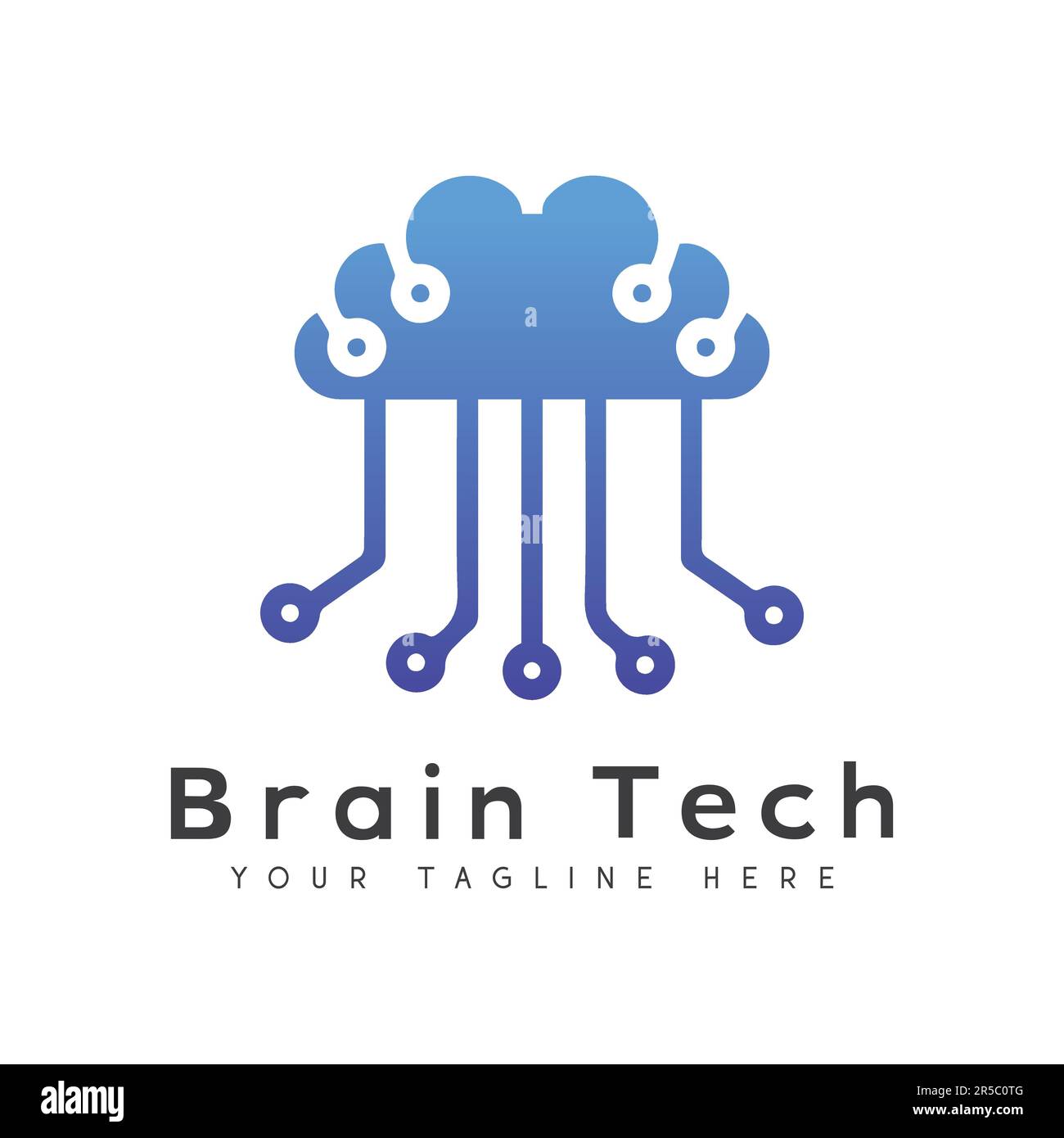 Modern Brain Tech Logo Design IT Cyberspace Technology Logotype Stock ...