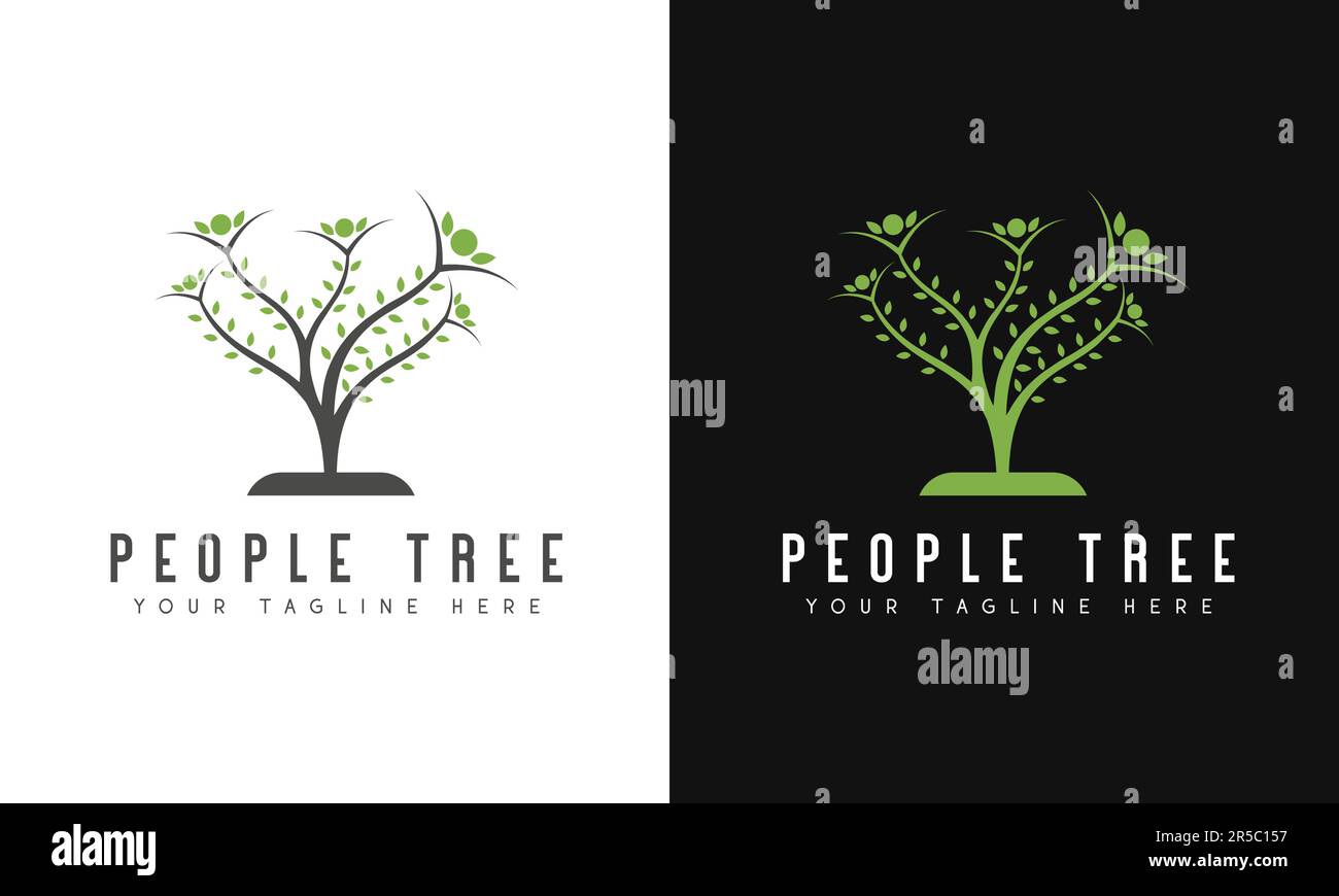 People Tree Logo Design Green Plant Person Icon Stock Vector Image ...