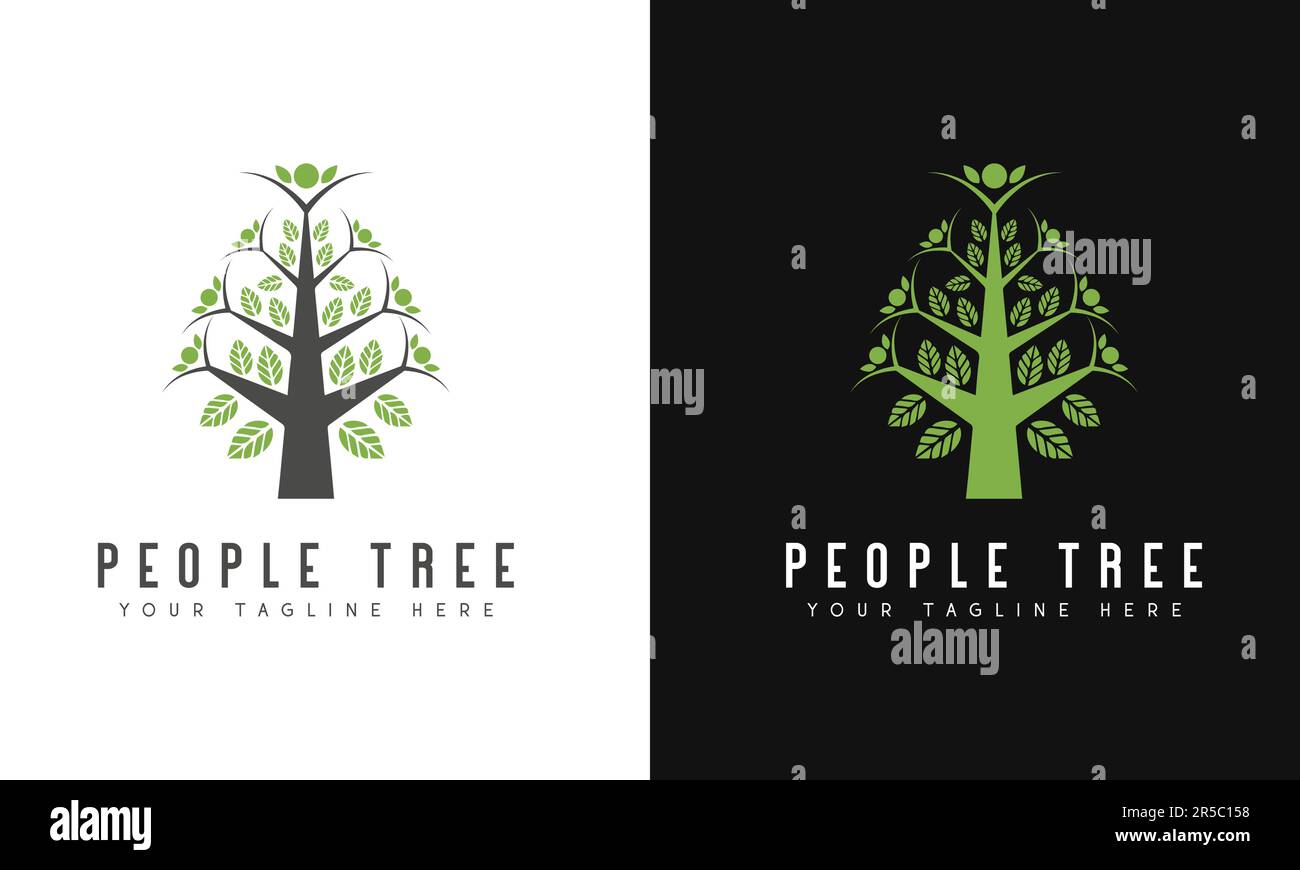 People Tree Logo Design Green Plant Person Icon Stock Vector Image ...